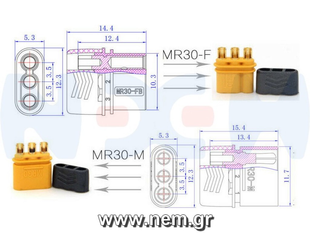 Amass MR30 connector set
