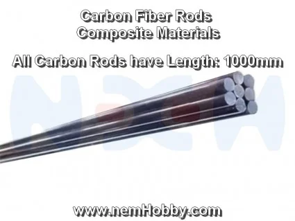 Carbon Fiber Rod 1mm x1 meter -Plain Weave-Die-Formed Graphite